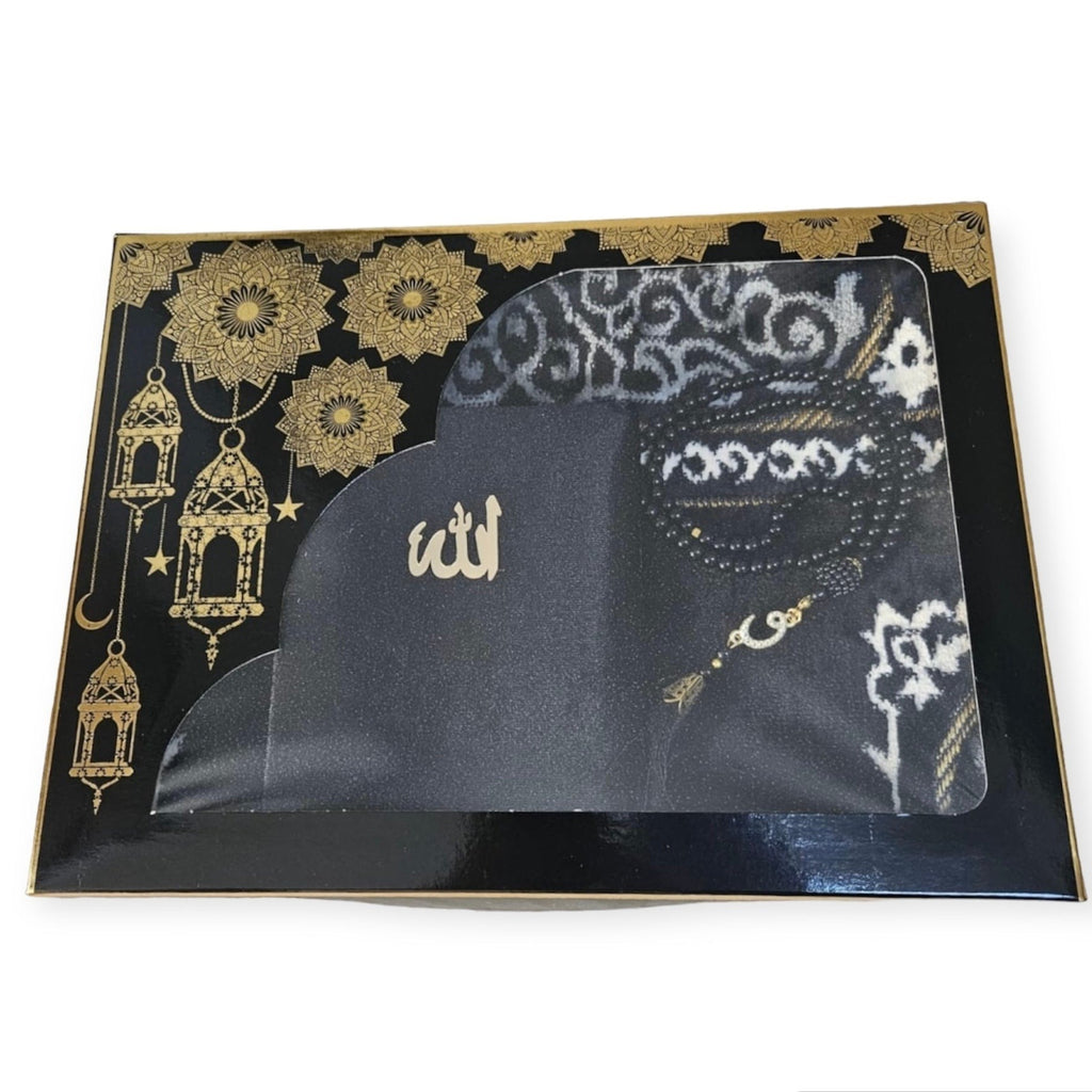 Kaaba Door design Prayer mat, Tasbeeh & Prayer Hat Gift Box ...