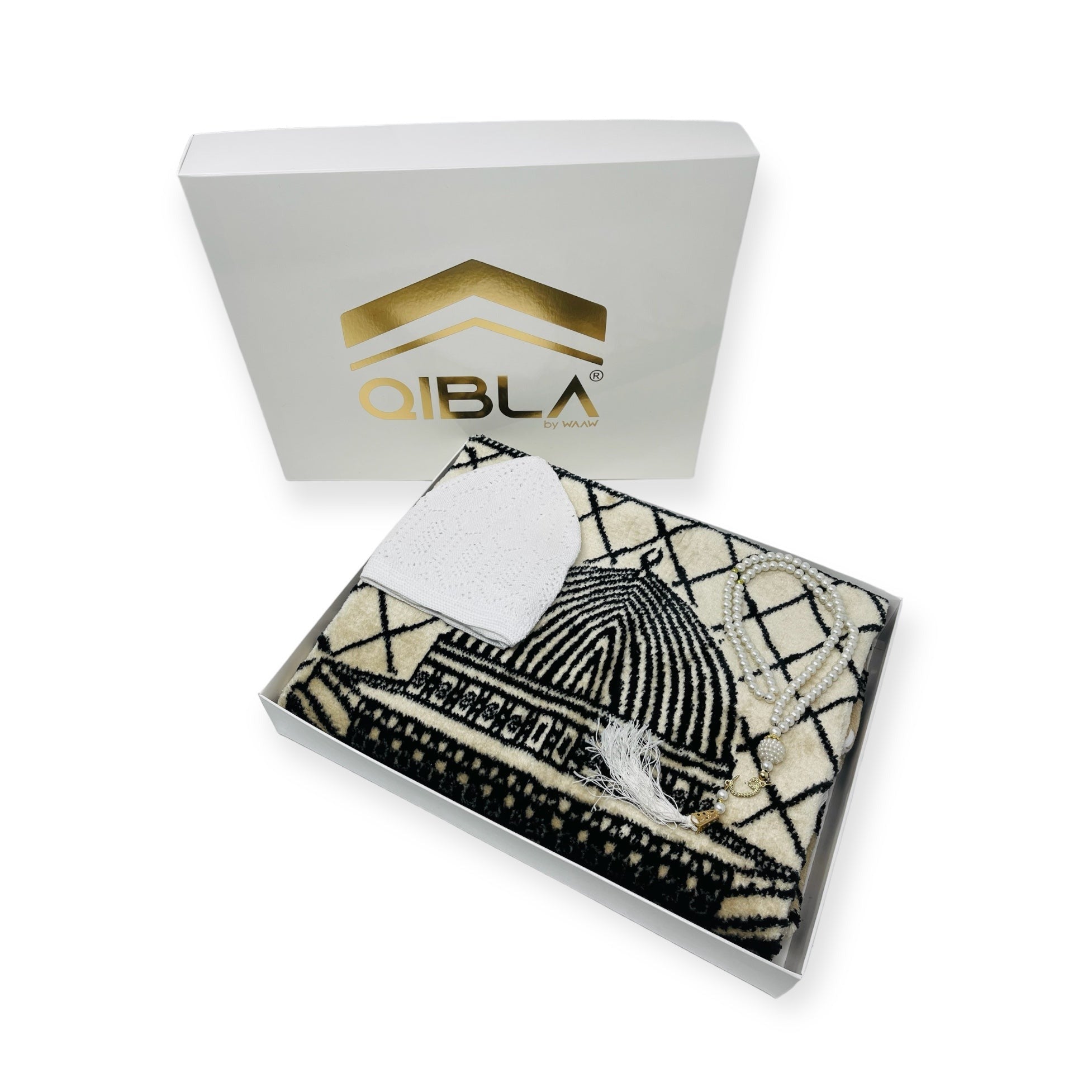 Masjid Aqsa design Prayer mat, Tasbeeh & Prayer Hat Gift Box ...