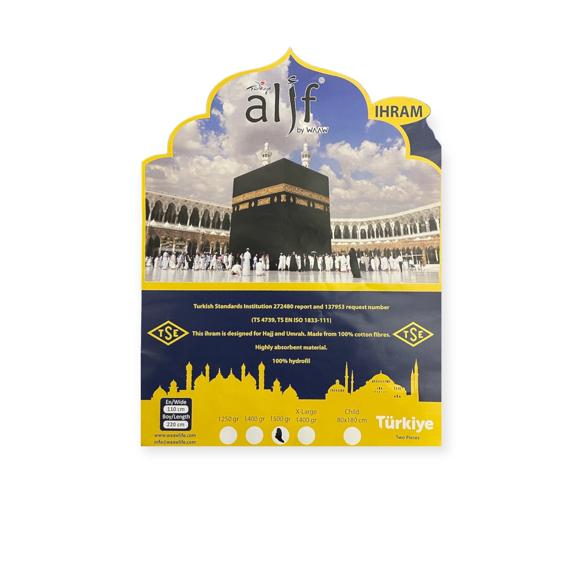 Premium quality Alif Ihram for Hajj and Umrah 2pcs 220cmx110cm 1500gr ...